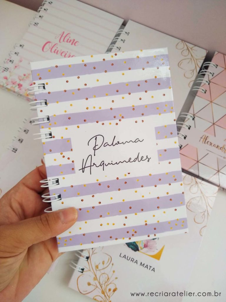 Mini caderno personalizado – Recriar Papelaria Artesanal
